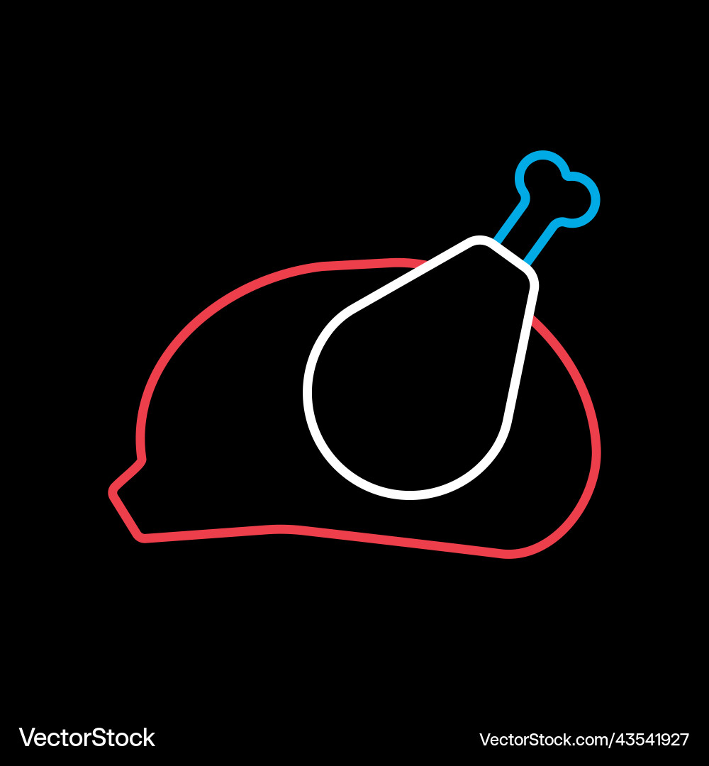 Whole roast chicken isolated on black background Vector Image