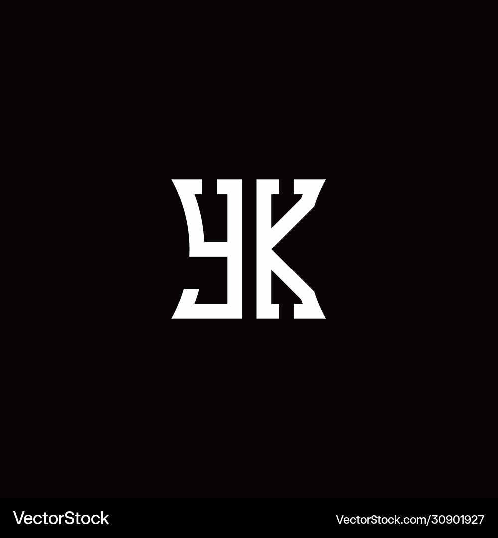 Yk monogram logo letter with curved side style Vector Image