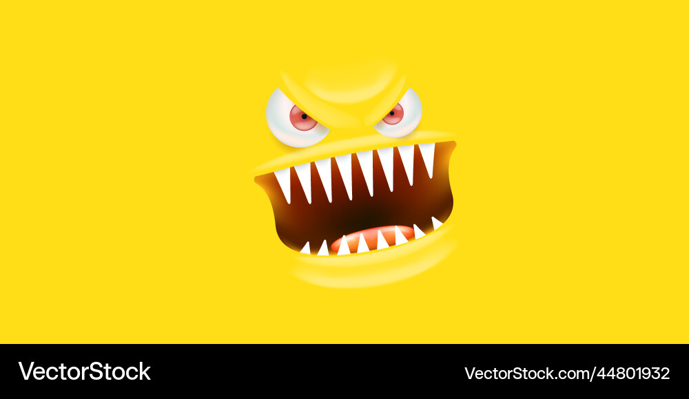 Angry yellow monster face with open mouth Vector Image