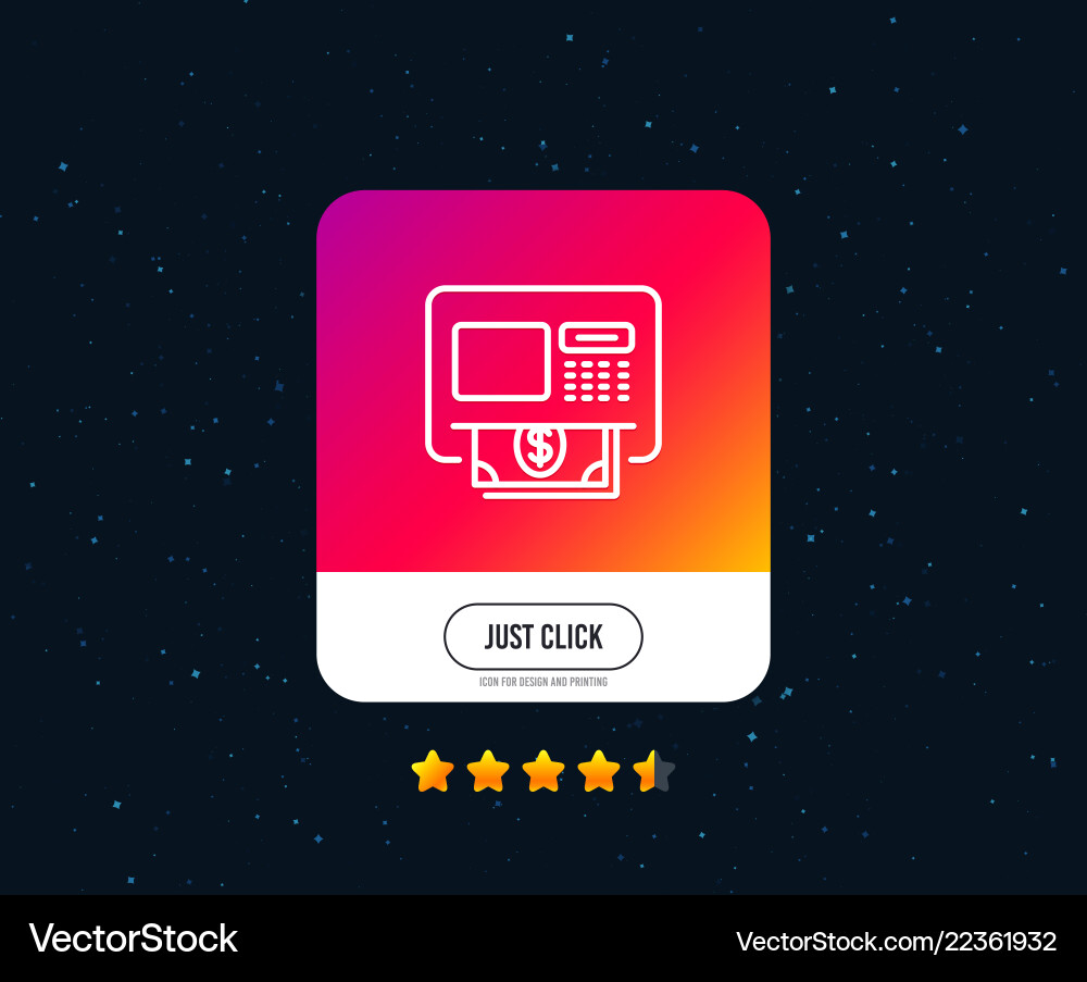 Atm line icon money withdraw sign Royalty Free Vector Image