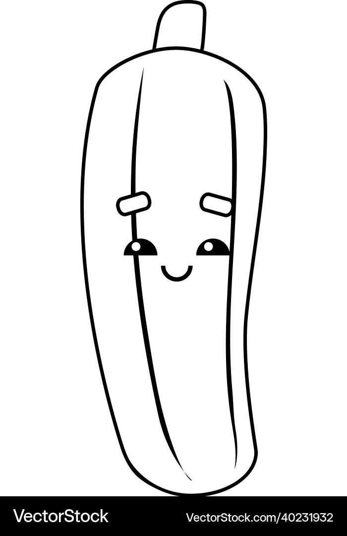 Coloring book zucchini with a cute face Royalty Free Vector