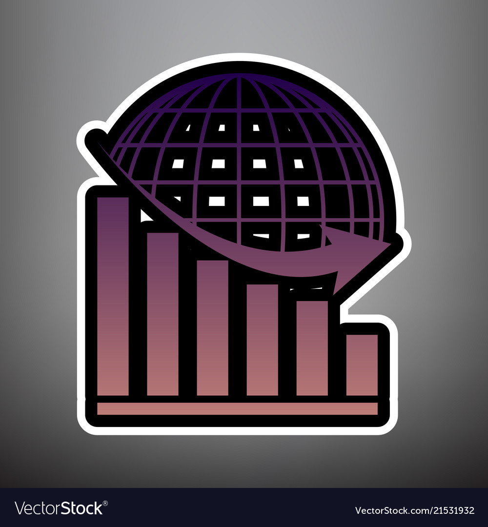 Declining graph with earth violet Royalty Free Vector Image