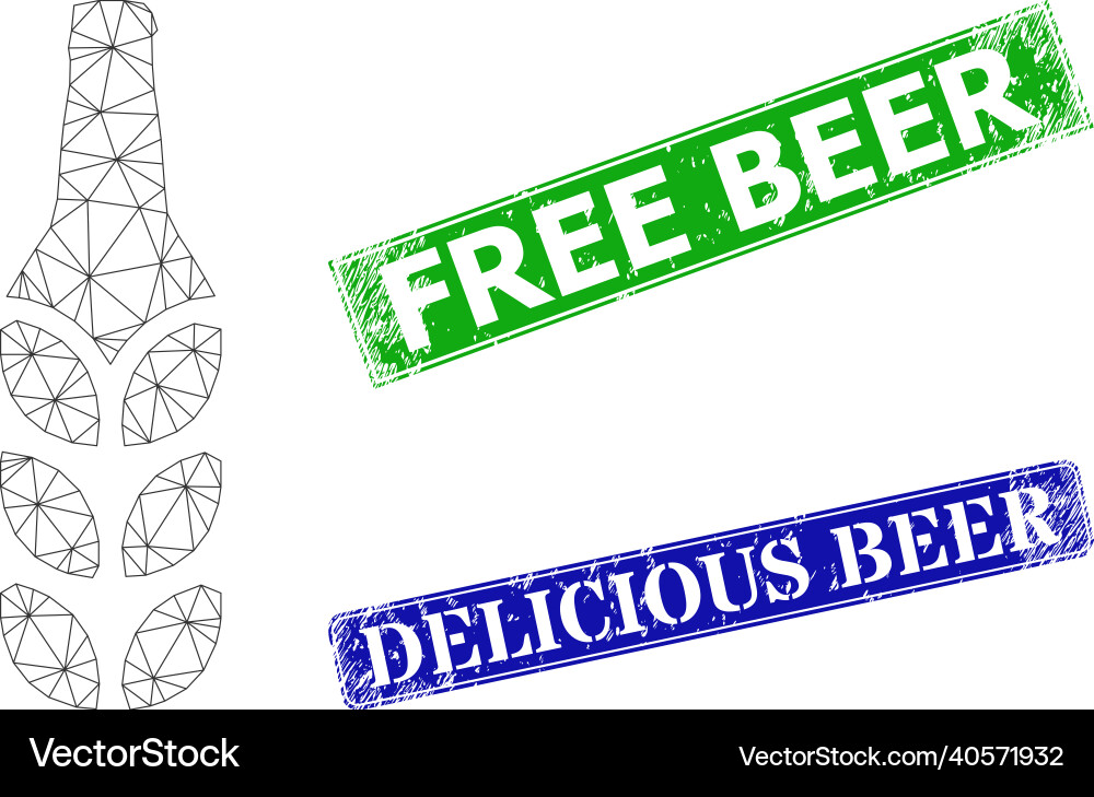 Distress free beer stamp imitations and triangle Vector Image