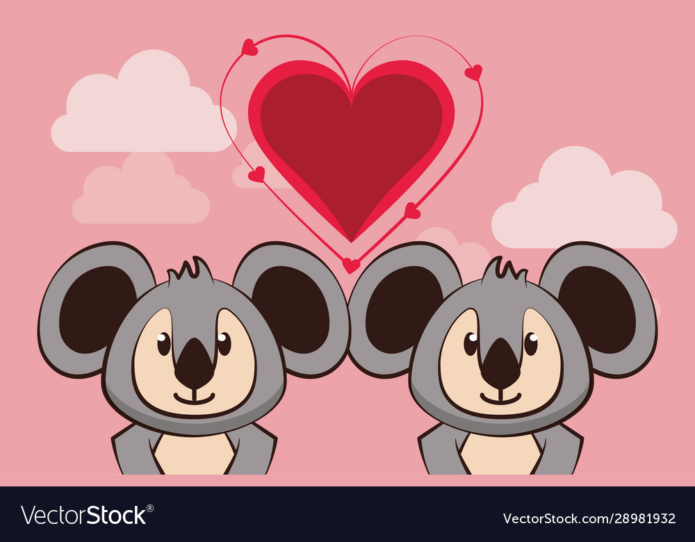Happy valentines day card with cute koalas couple Vector Image