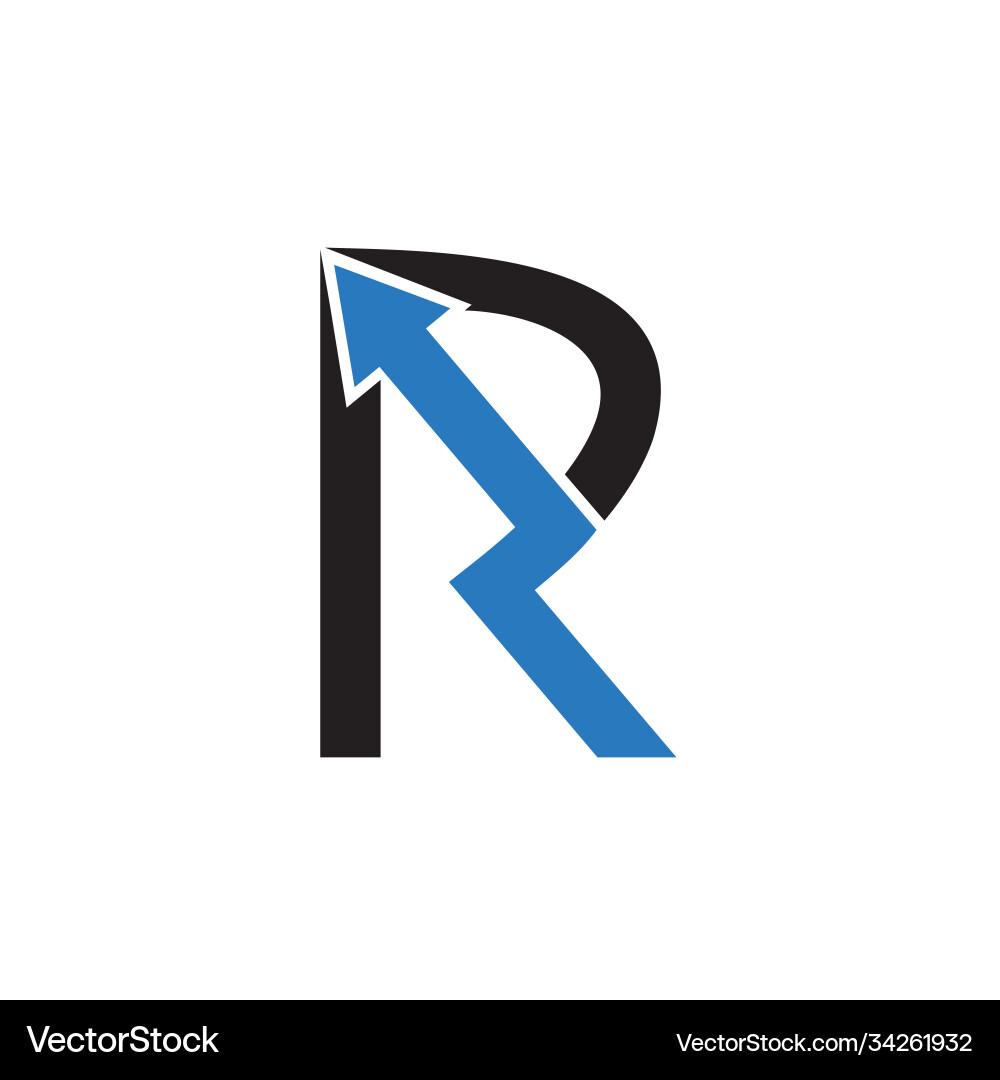 Letter r arrows up chart business logo Royalty Free Vector