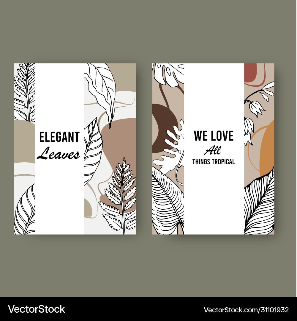 Line art tropical frame design with flowers Vector Image