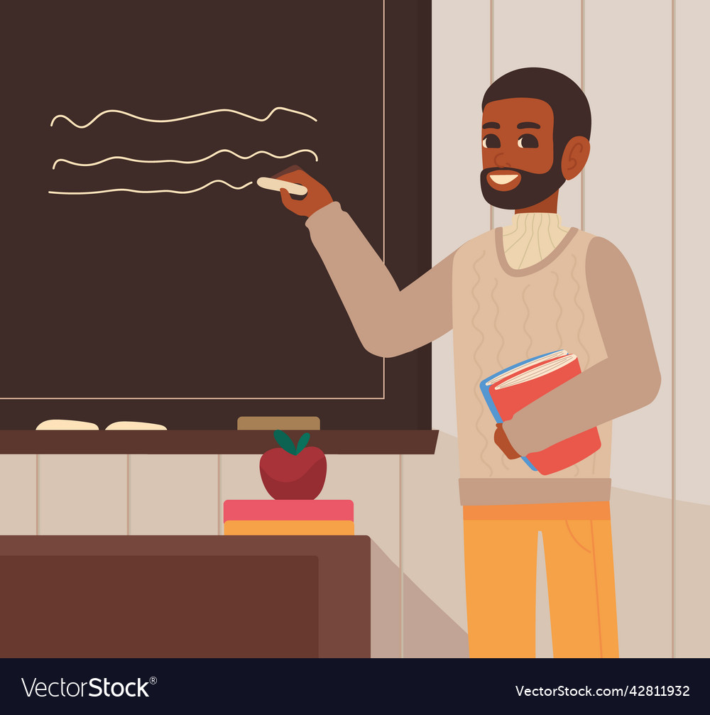 Male teacher in classroom Royalty Free Vector Image