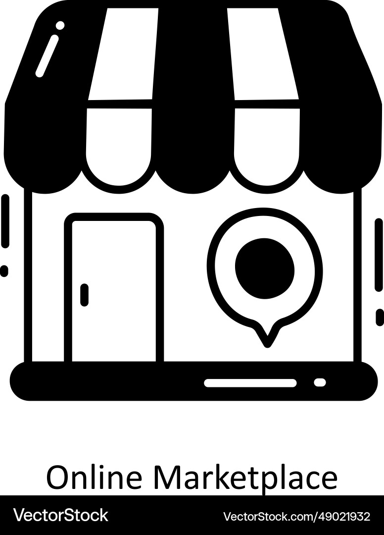 Online marketplace doodle icon design Royalty Free Vector
