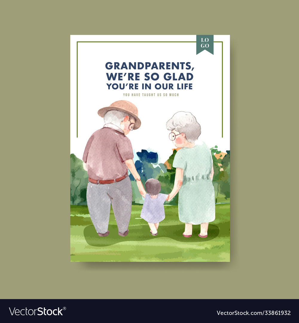 Poster template with national grandparents day Vector Image