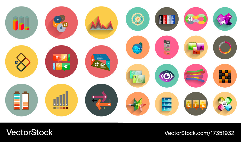 Round icons with geometric infographic templates Vector Image