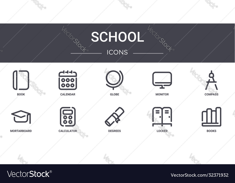 School concept line icons set contains icons Vector Image