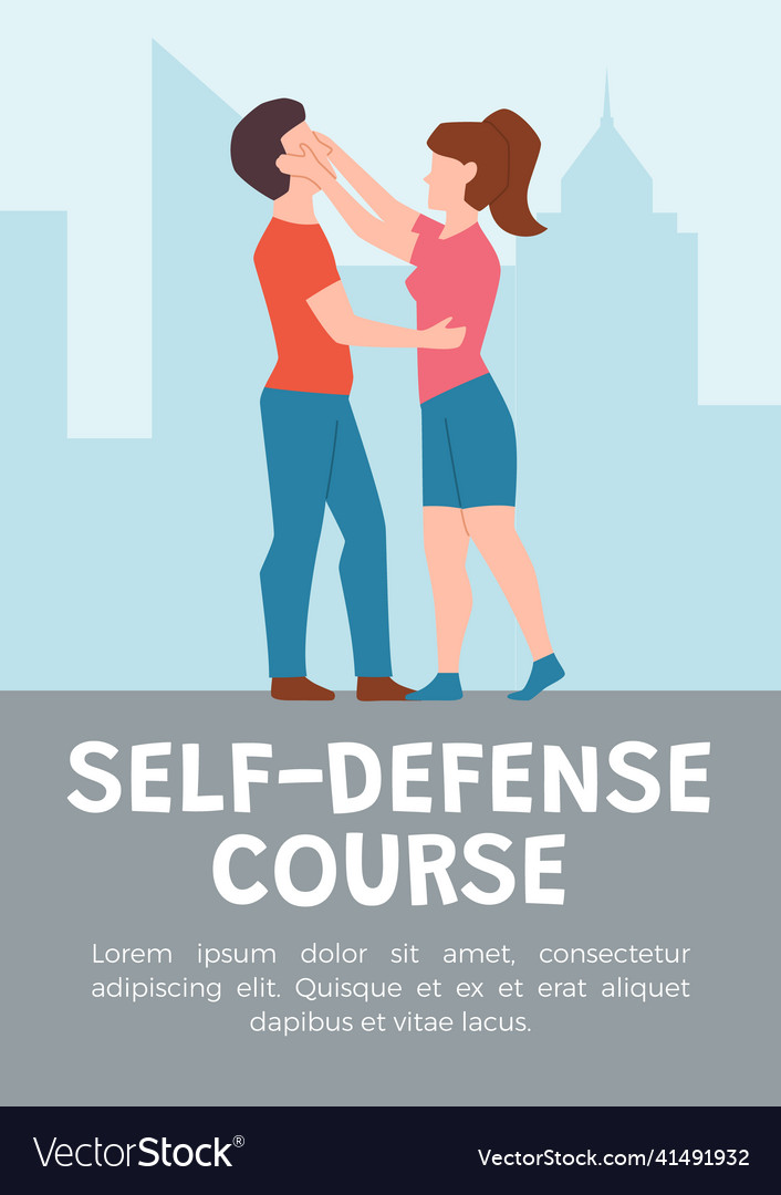 Self-defense course poster or web banner template Vector Image