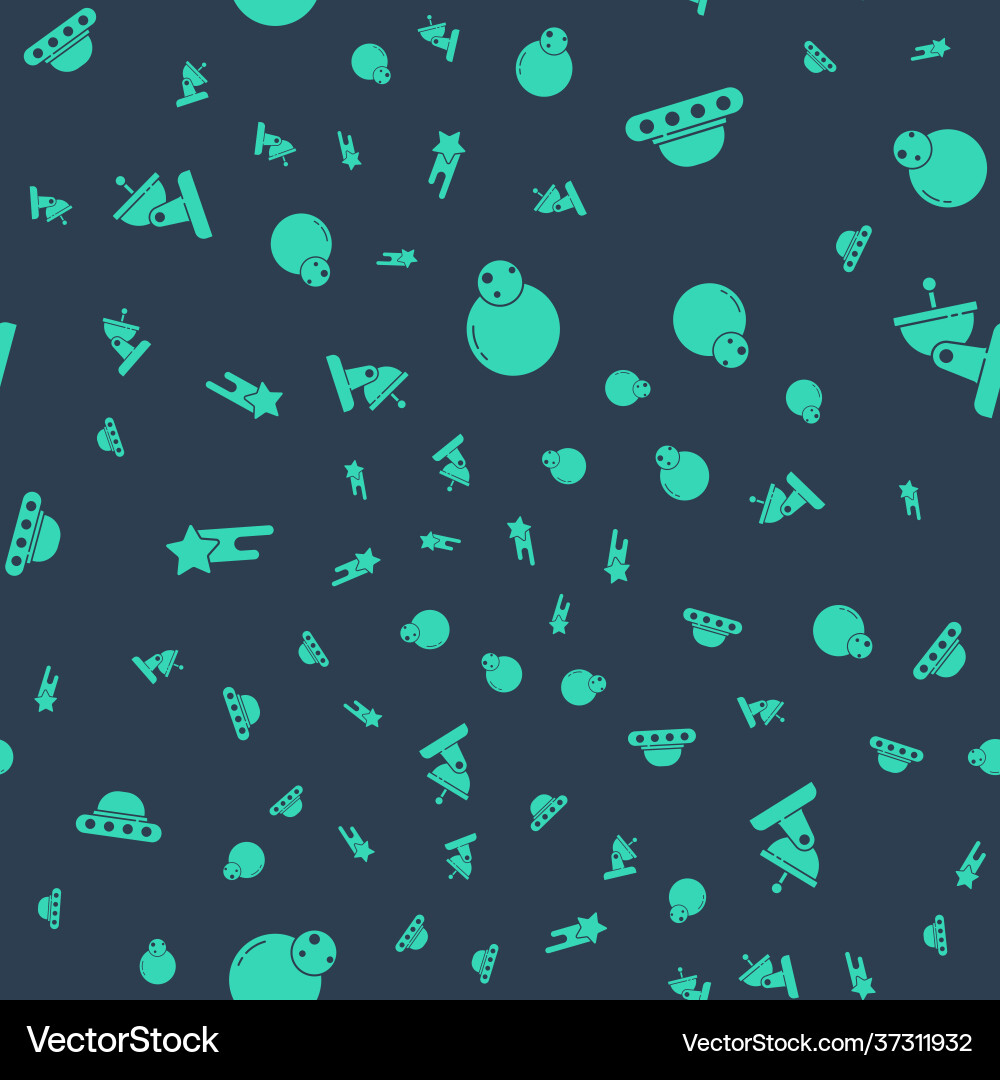 Set planet ufo flying spaceship falling star Vector Image