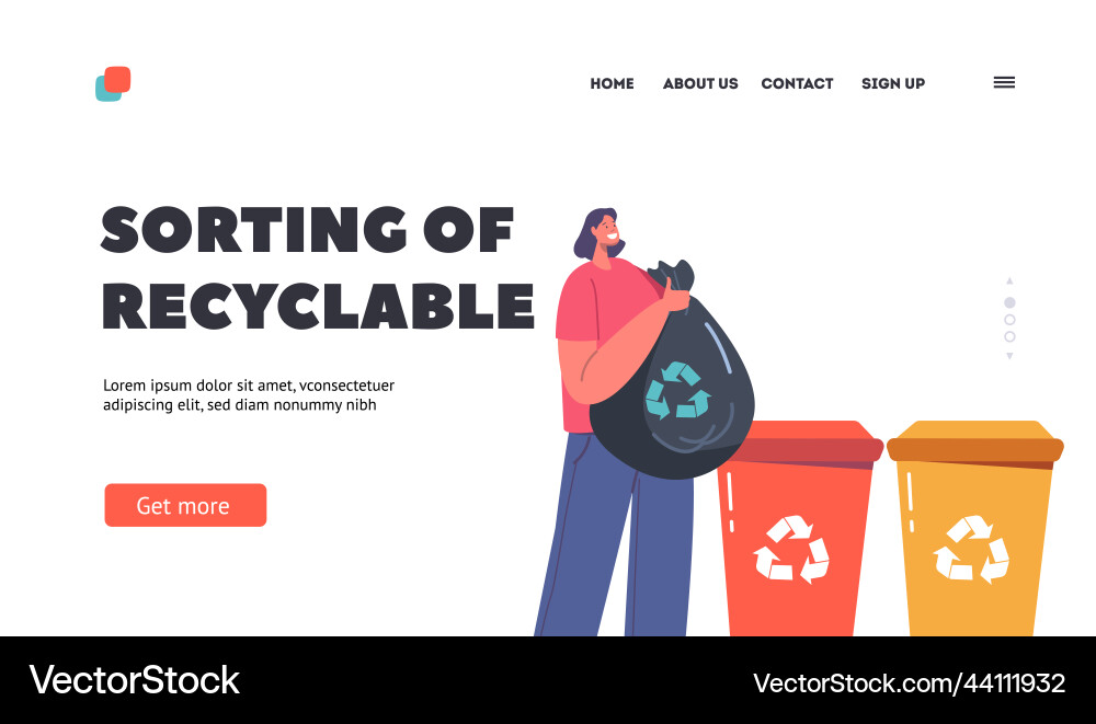 Sorting of recyclable wastes landing page template