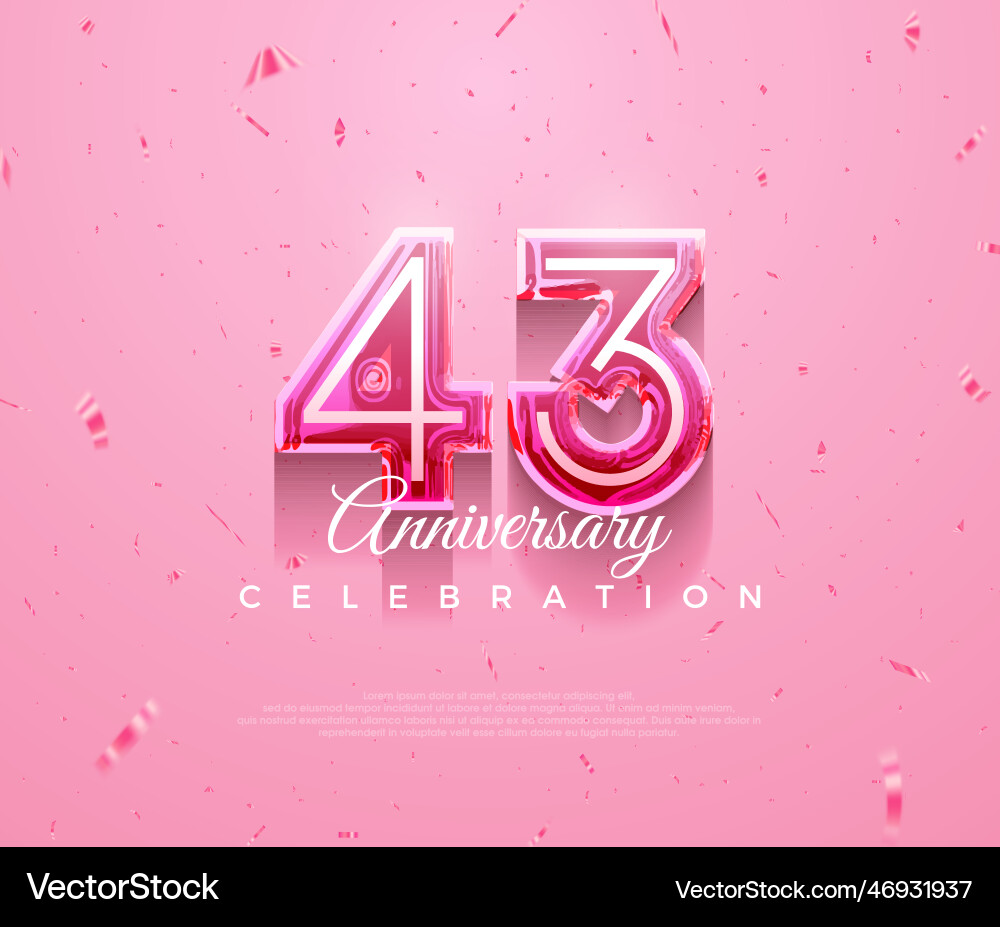 Beautiful 43th anniversary celebration design Vector Image
