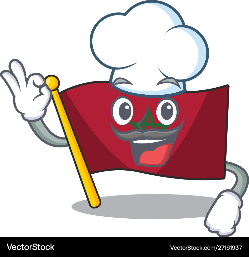 Chef flag morocco cartoon shaped mascot Royalty Free Vector