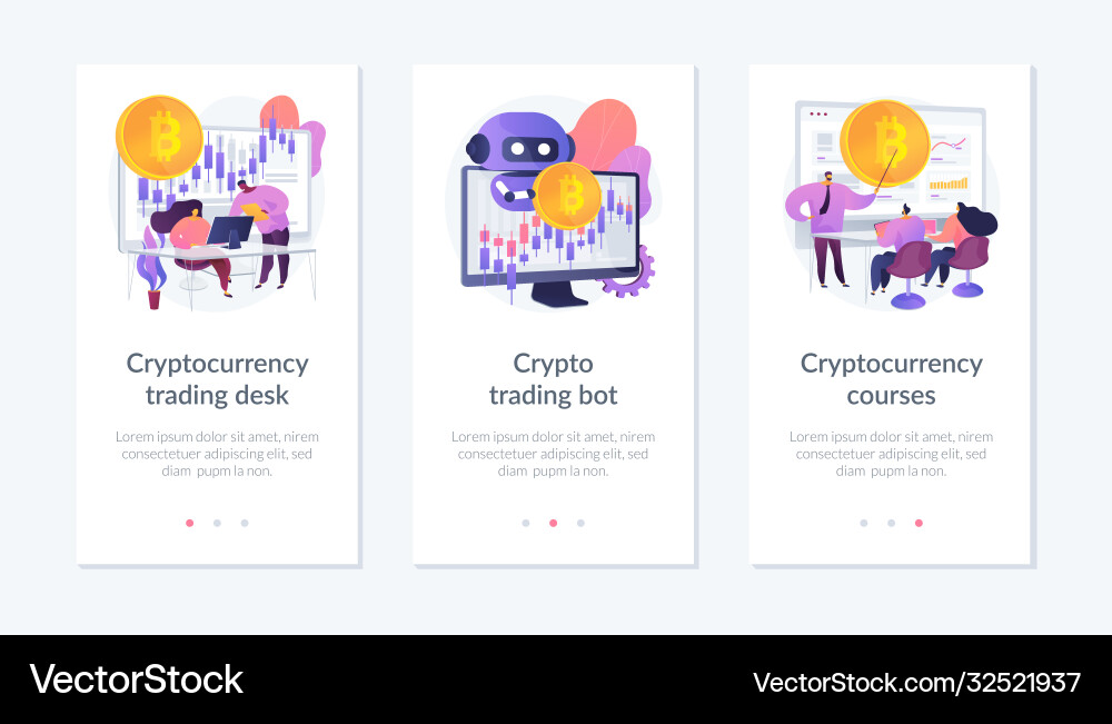 Cryptocurrency trading app interface template Vector Image