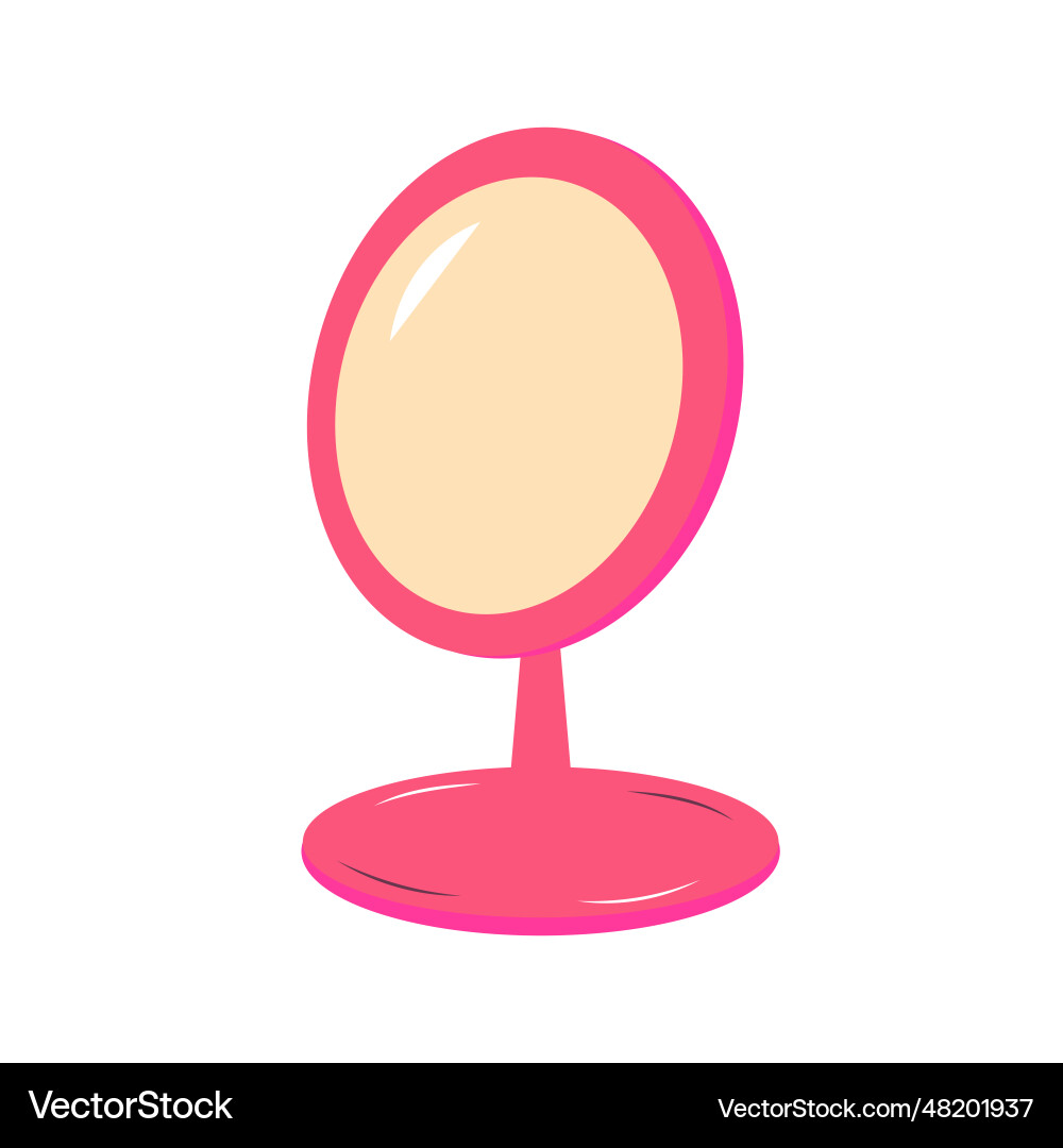 Cute cartoon pink mirror round mirror Royalty Free Vector
