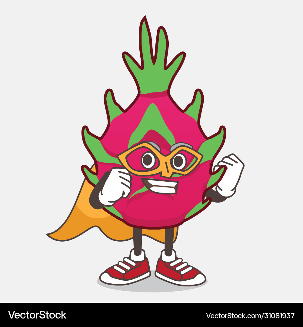 Dragon fruit cartoon mascot character dressed Vector Image
