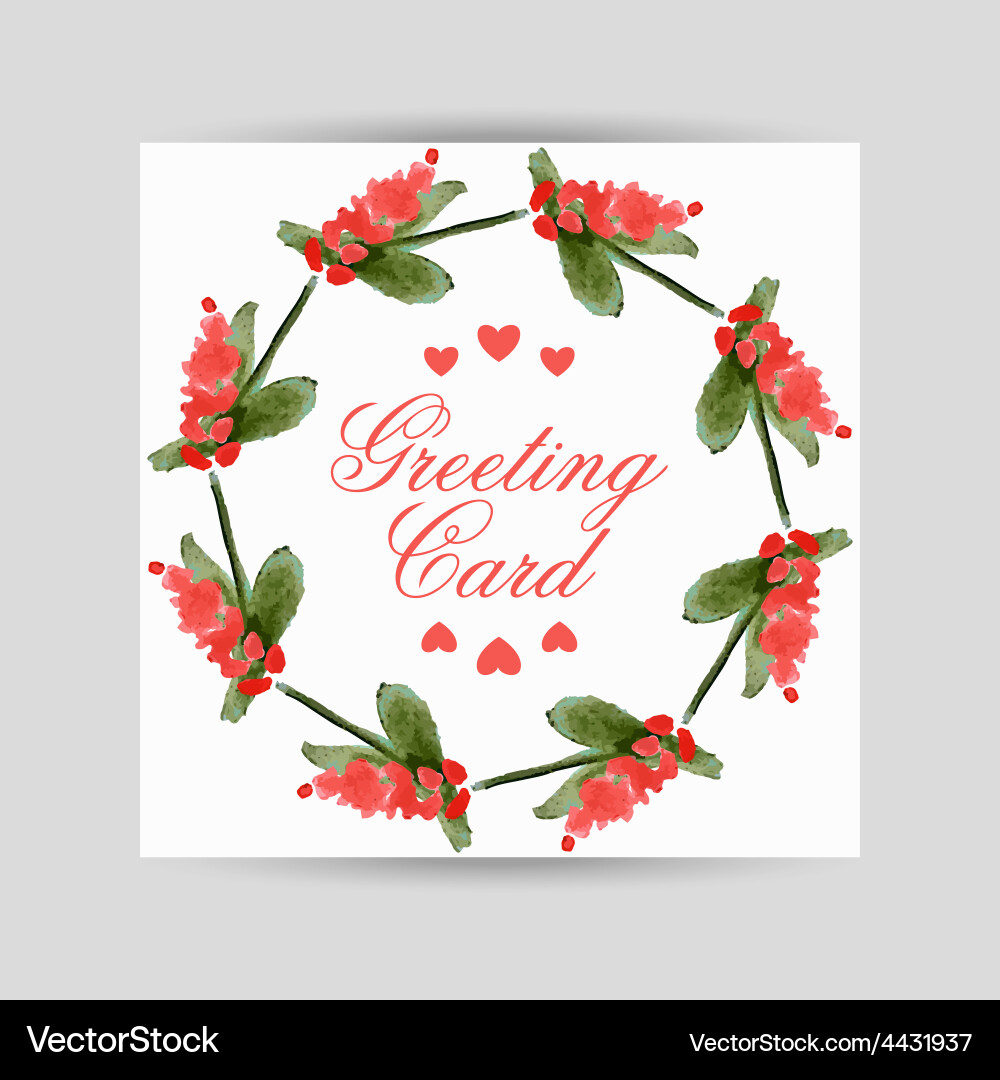 Greeting card with flowers in a circle Royalty Free Vector