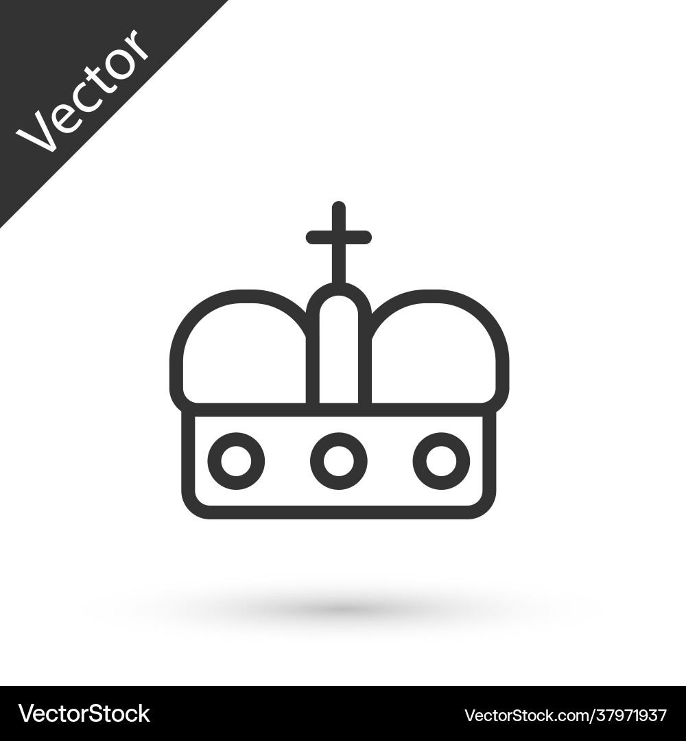 Grey line crown spain icon isolated on white Vector Image