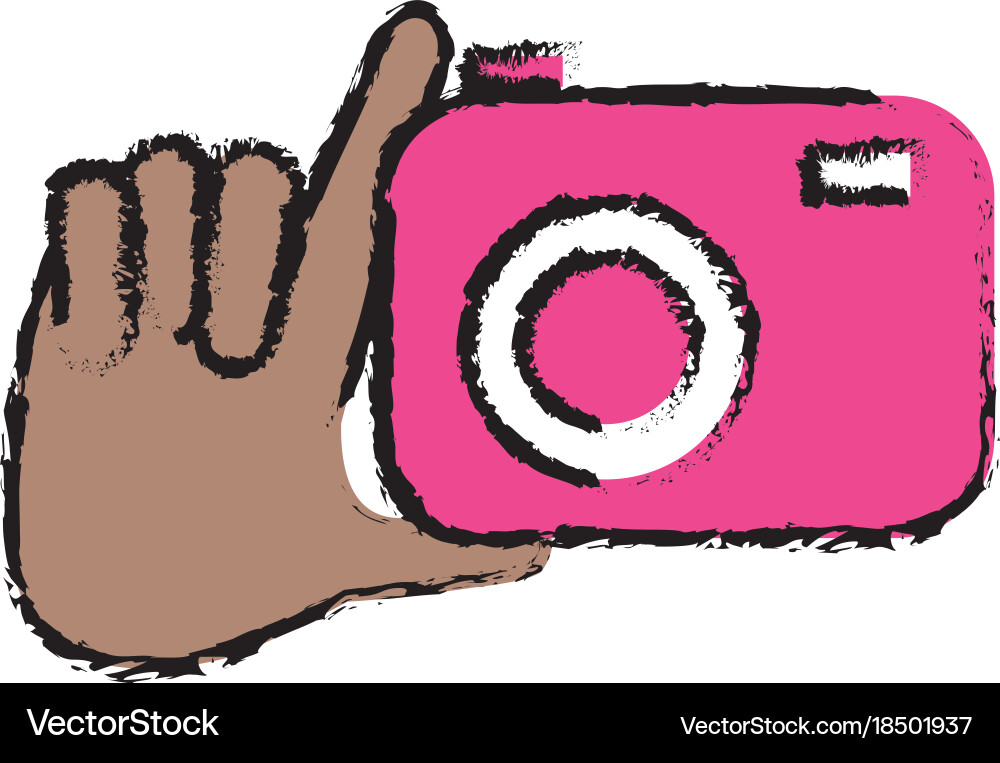 Hand with photographic camera isolated icon Vector Image