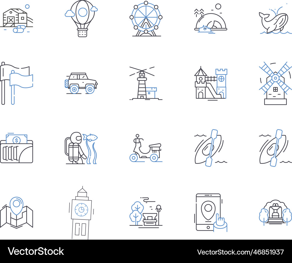 International pilgrimage line icons collection Vector Image