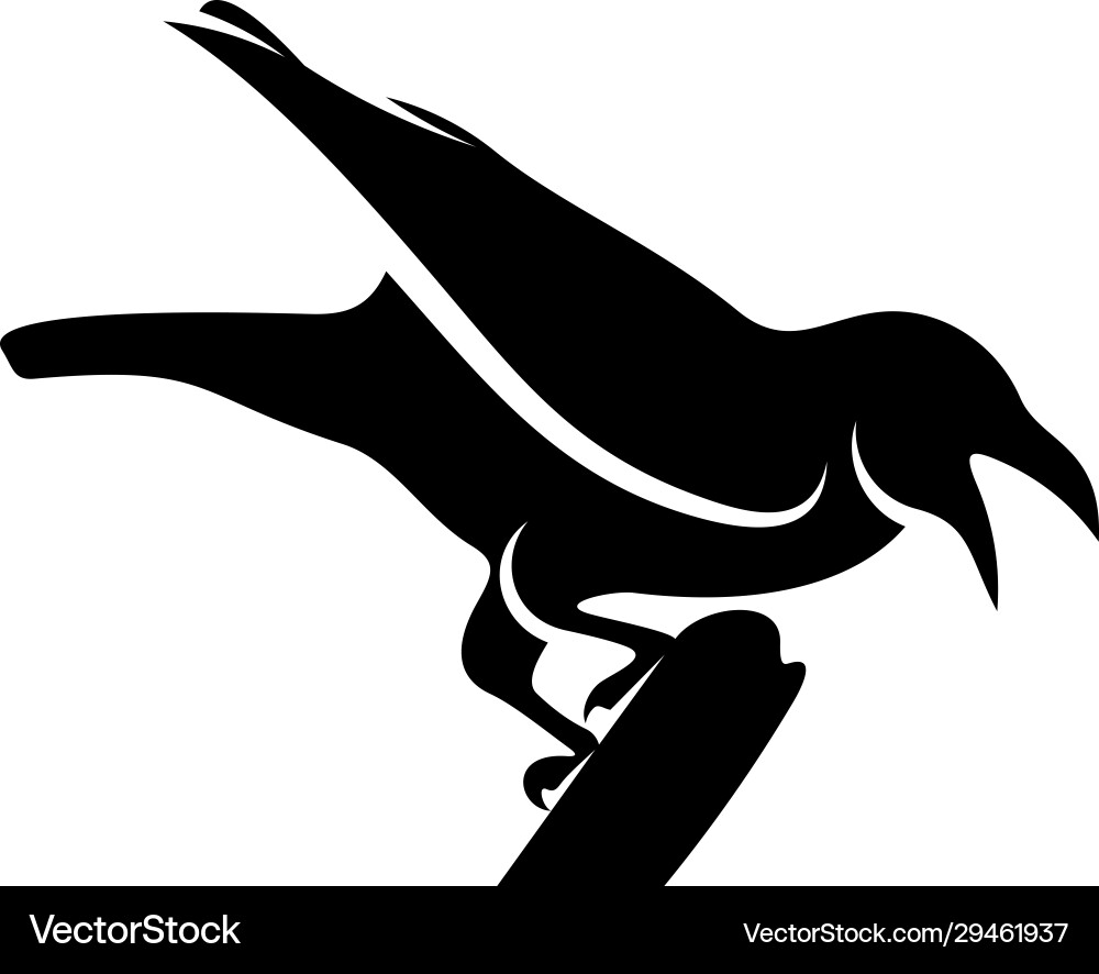 Raven bird logo template black silhouette Vector Image