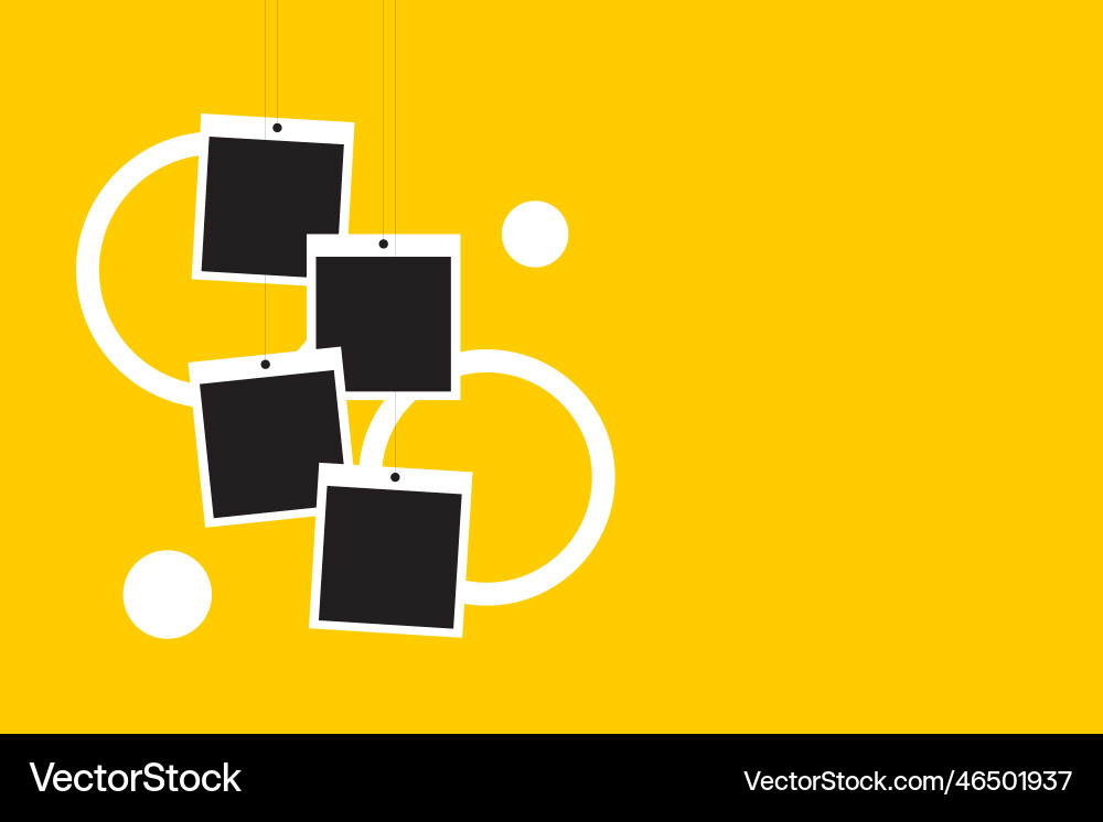 Realistic hanging photo frames with yellow color Vector Image