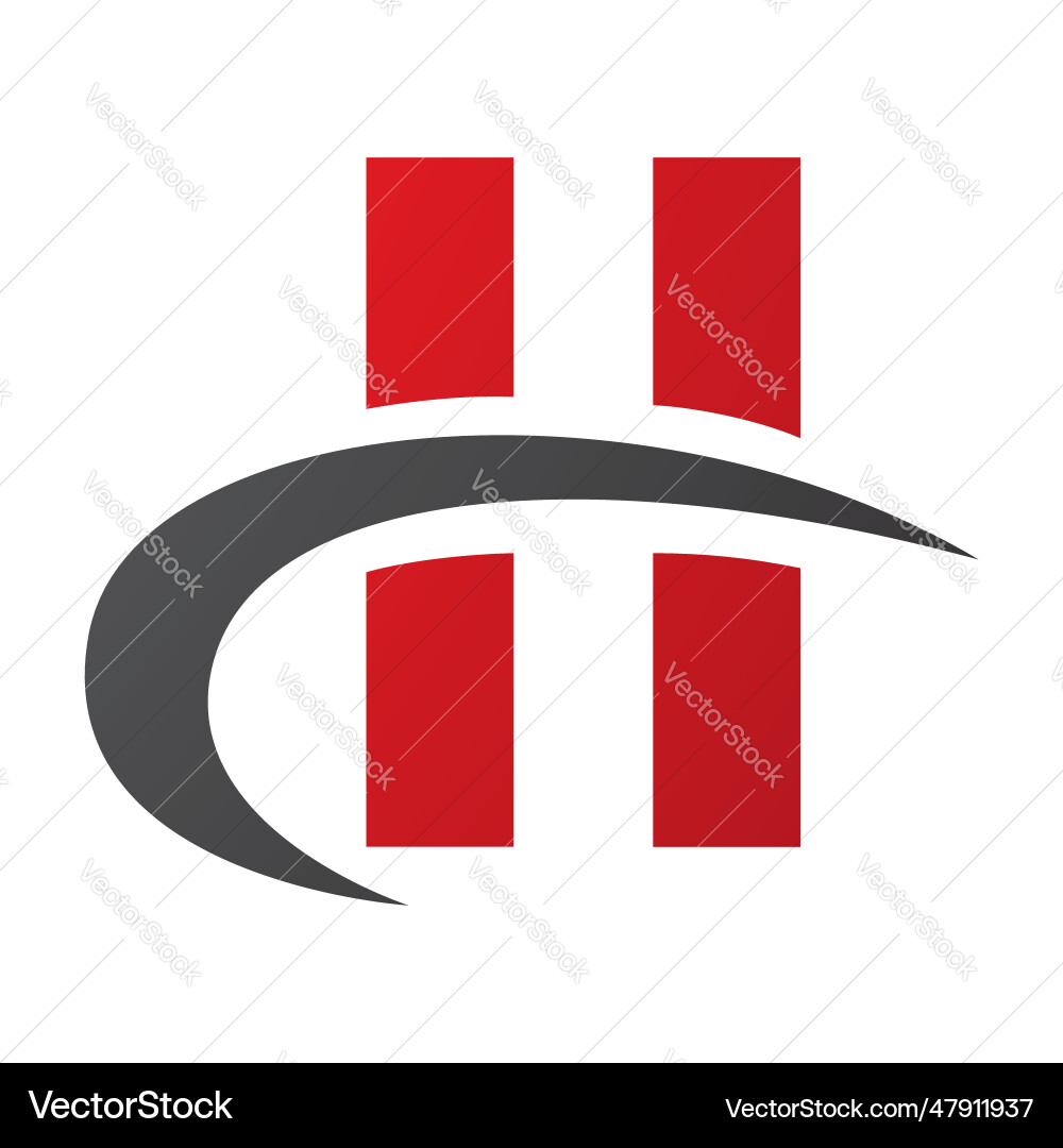Red and black letter h icon with vertical Vector Image