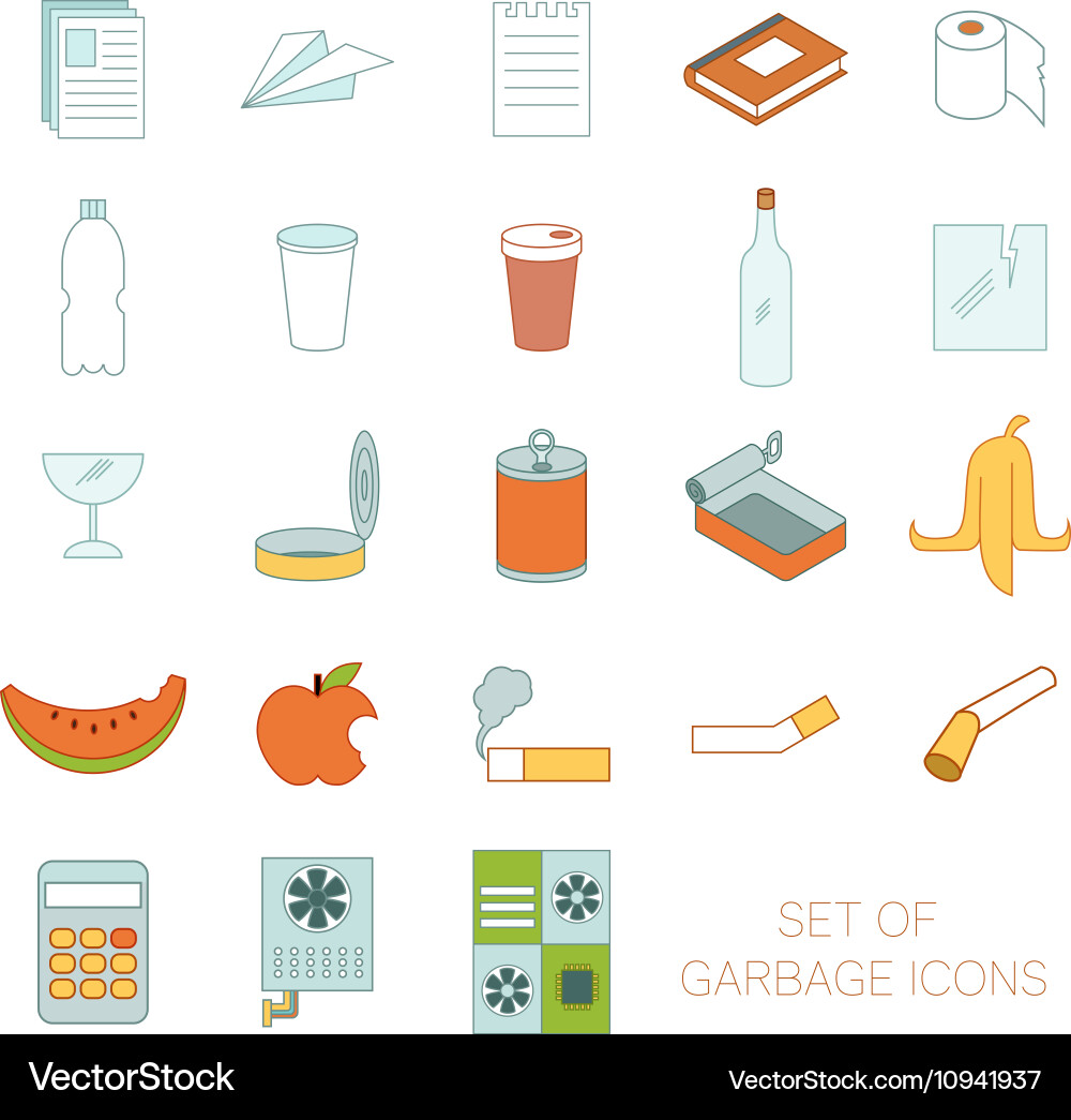Set of colour garbage signs Royalty Free Vector Image