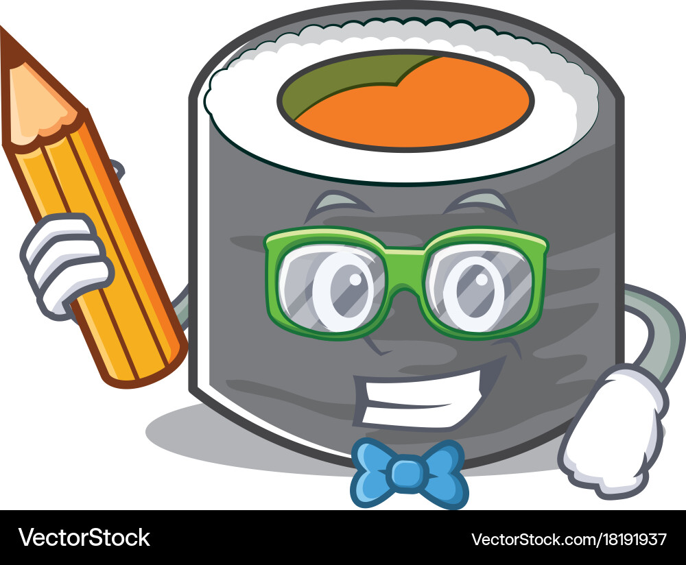 Student sushi cartoon character style Royalty Free Vector