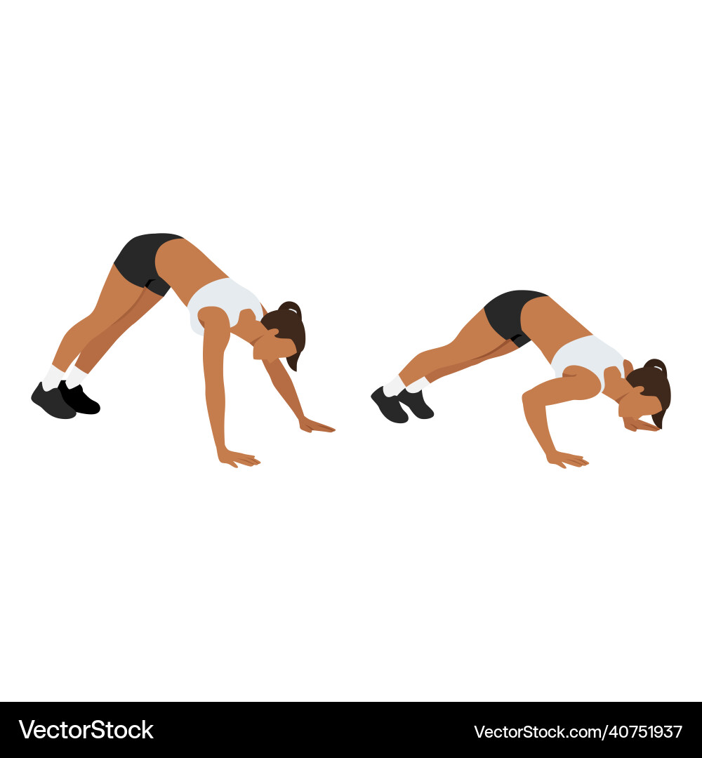 Woman doing bodyweight shoulder presses exercise Vector Image
