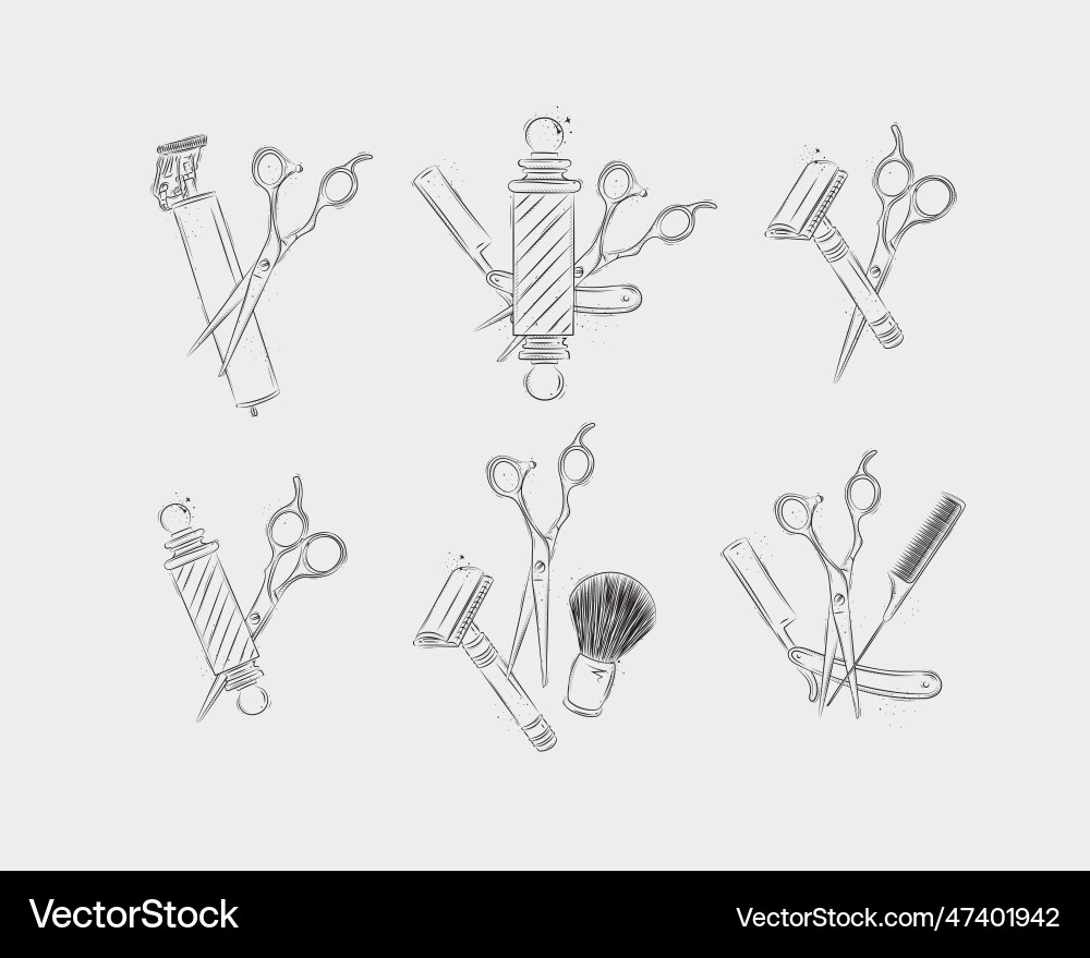 Barbershop shave compositions collection Vector Image
