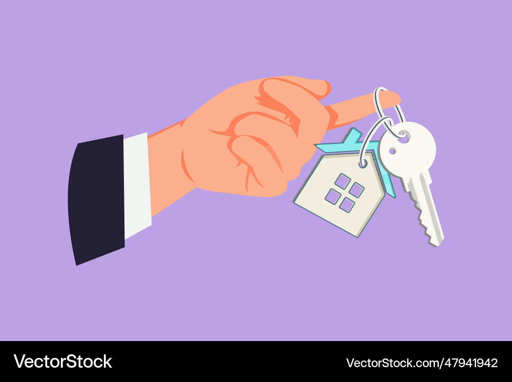 Cartoon flat style drawing hand hold a key Vector Image