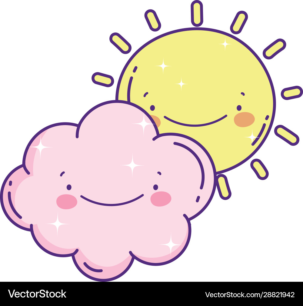 Cartoon sun cloud weather decoration Royalty Free Vector
