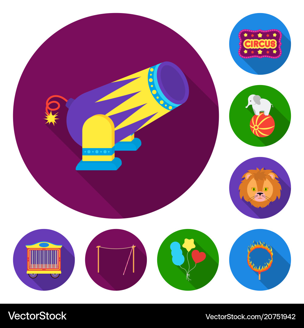 Circus and attributes flat icons in set collection