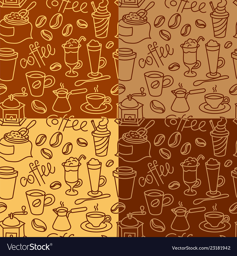 Coffee seamless patterns Royalty Free Vector Image
