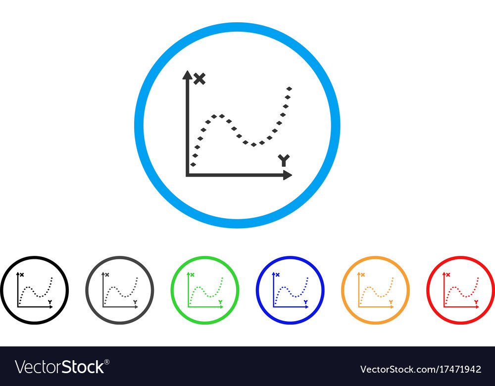 Dotted function graph rounded icon Royalty Free Vector Image