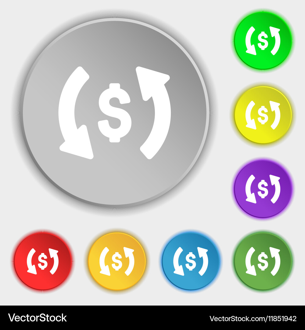 Exchange icon sign symbol on eight flat buttons Vector Image