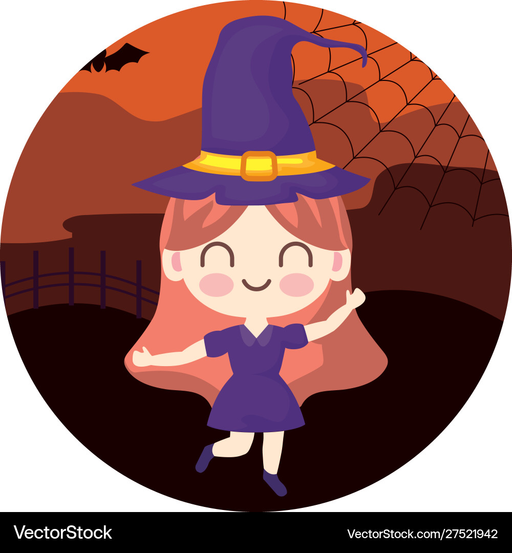 Girl disguised as a witch Royalty Free Vector Image