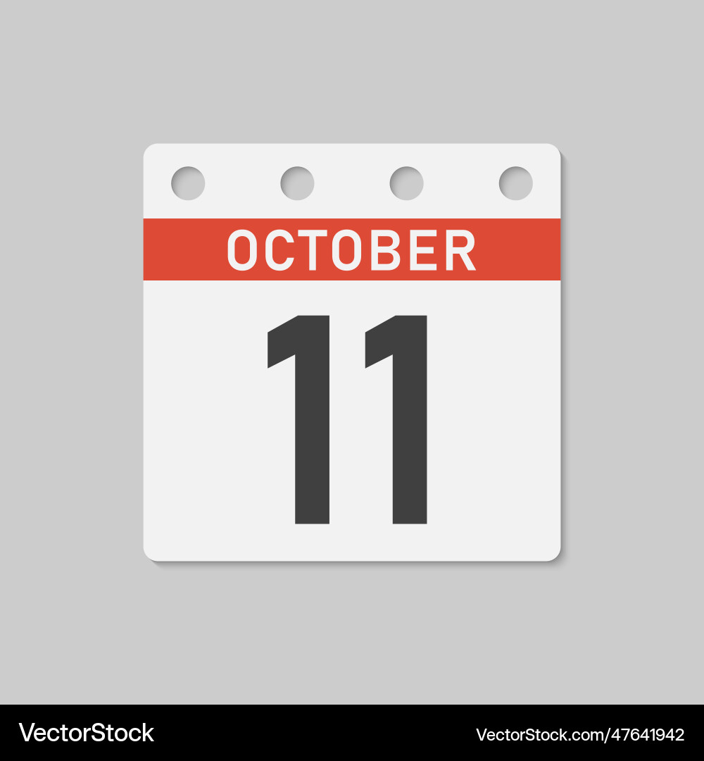 Icon page calendar day - 11 october Royalty Free Vector