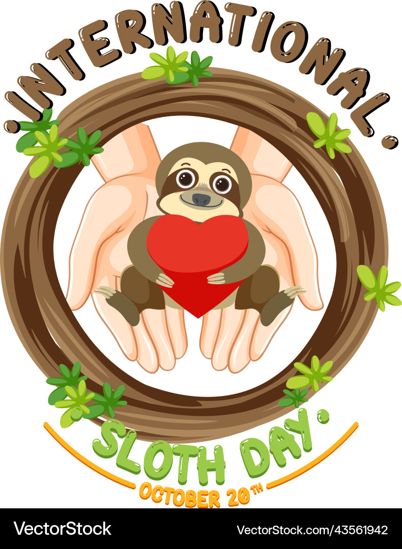 International sloth day banner concept Royalty Free Vector