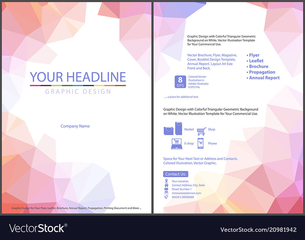 Leaflet template with triangular background Vector Image