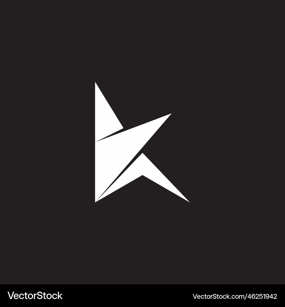 Letter k paper fold star logo Royalty Free Vector Image