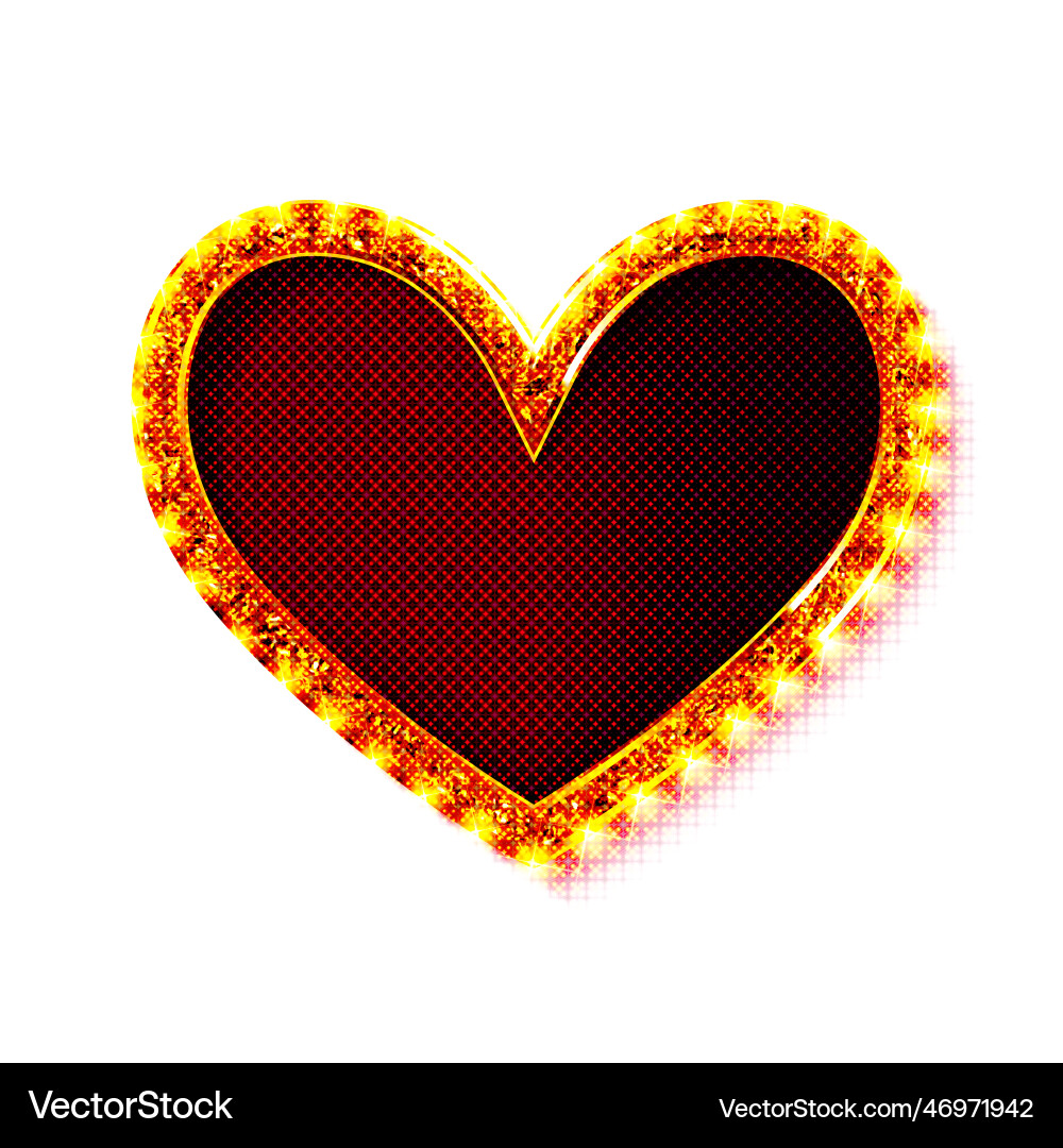 Light bulbs vintage neon glow heart frame Vector Image