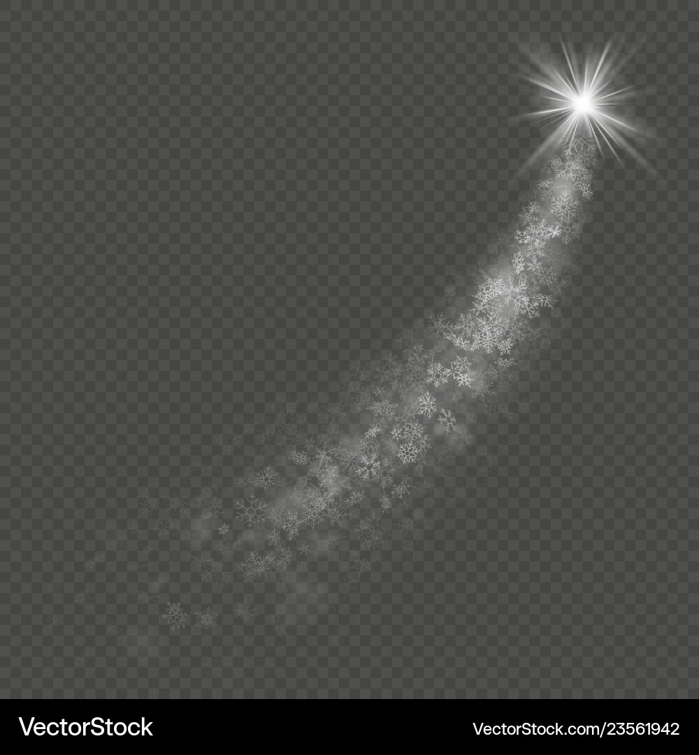 Light trace effect stars bursts with snowflakes Vector Image