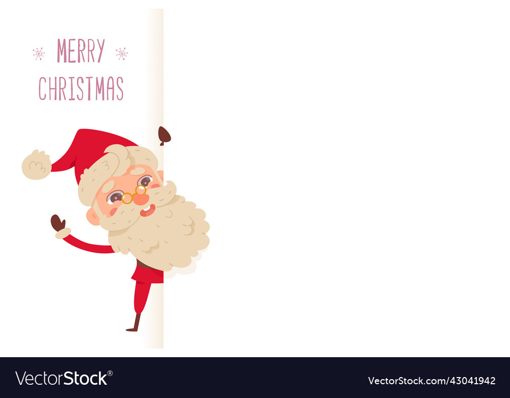 Merry christmas greeting card and santa claus Vector Image