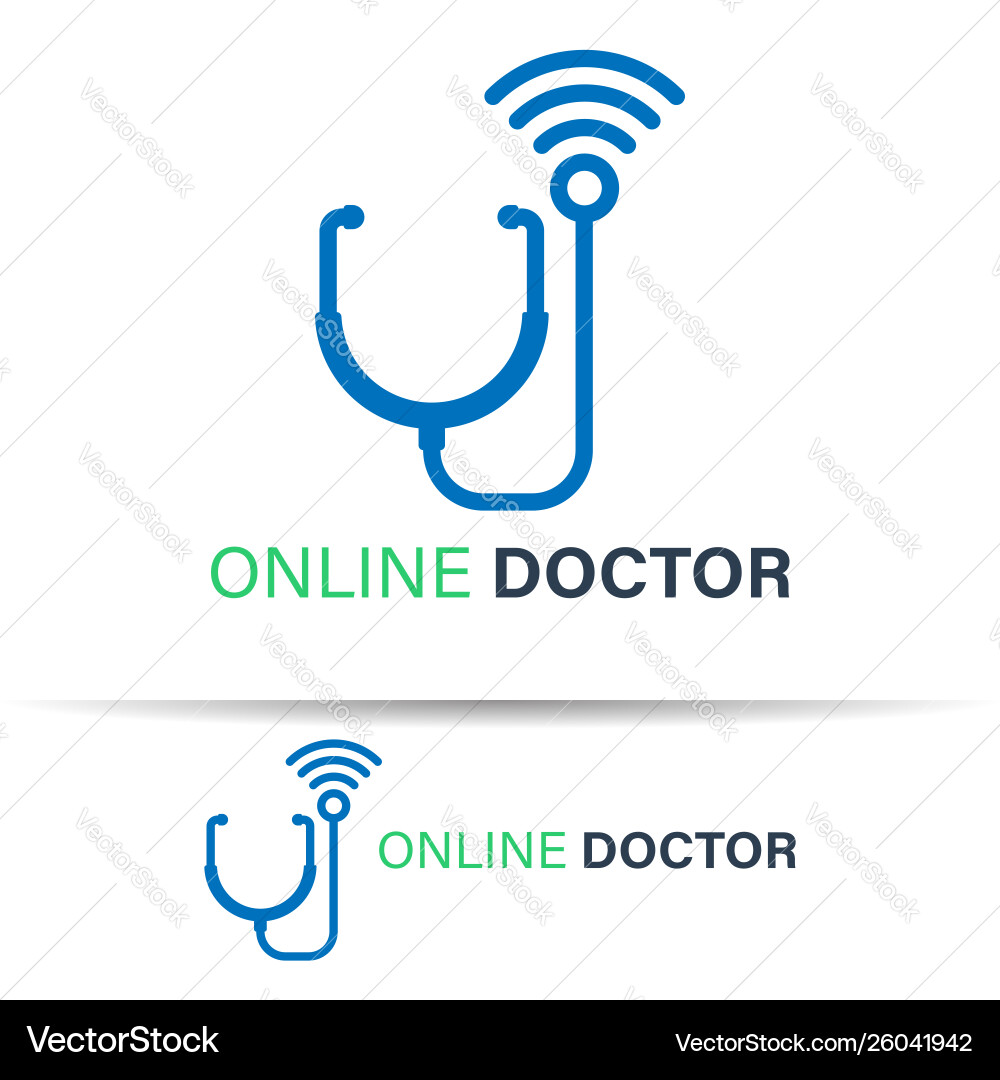 Online doctor logo template design on white Vector Image