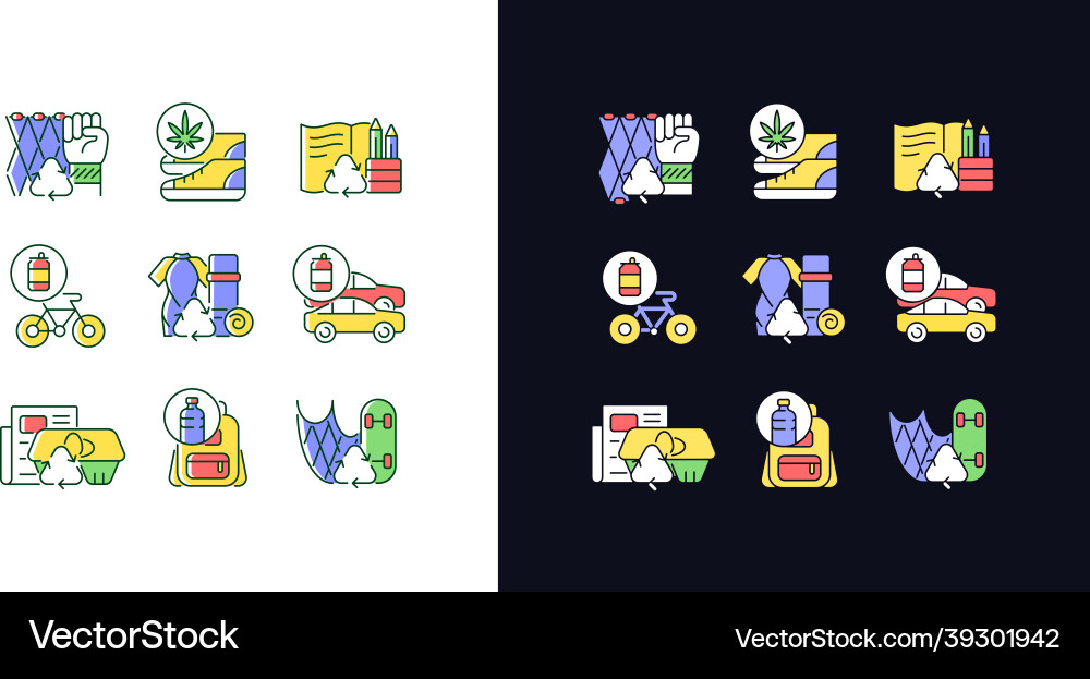 Reducing waste light and dark theme rgb color Vector Image